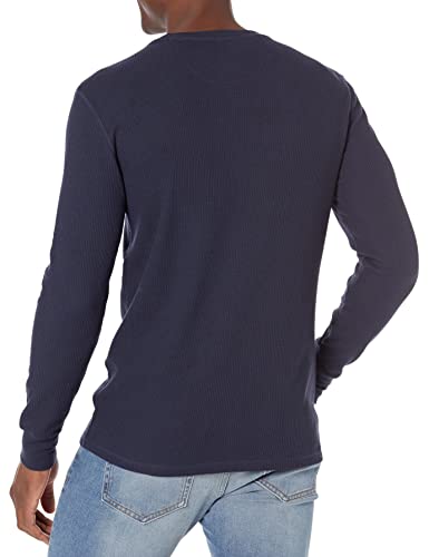 Amazon Essentials Men's Slim-Fit Long-Sleeve Waffle Shirt, Navy, Medium