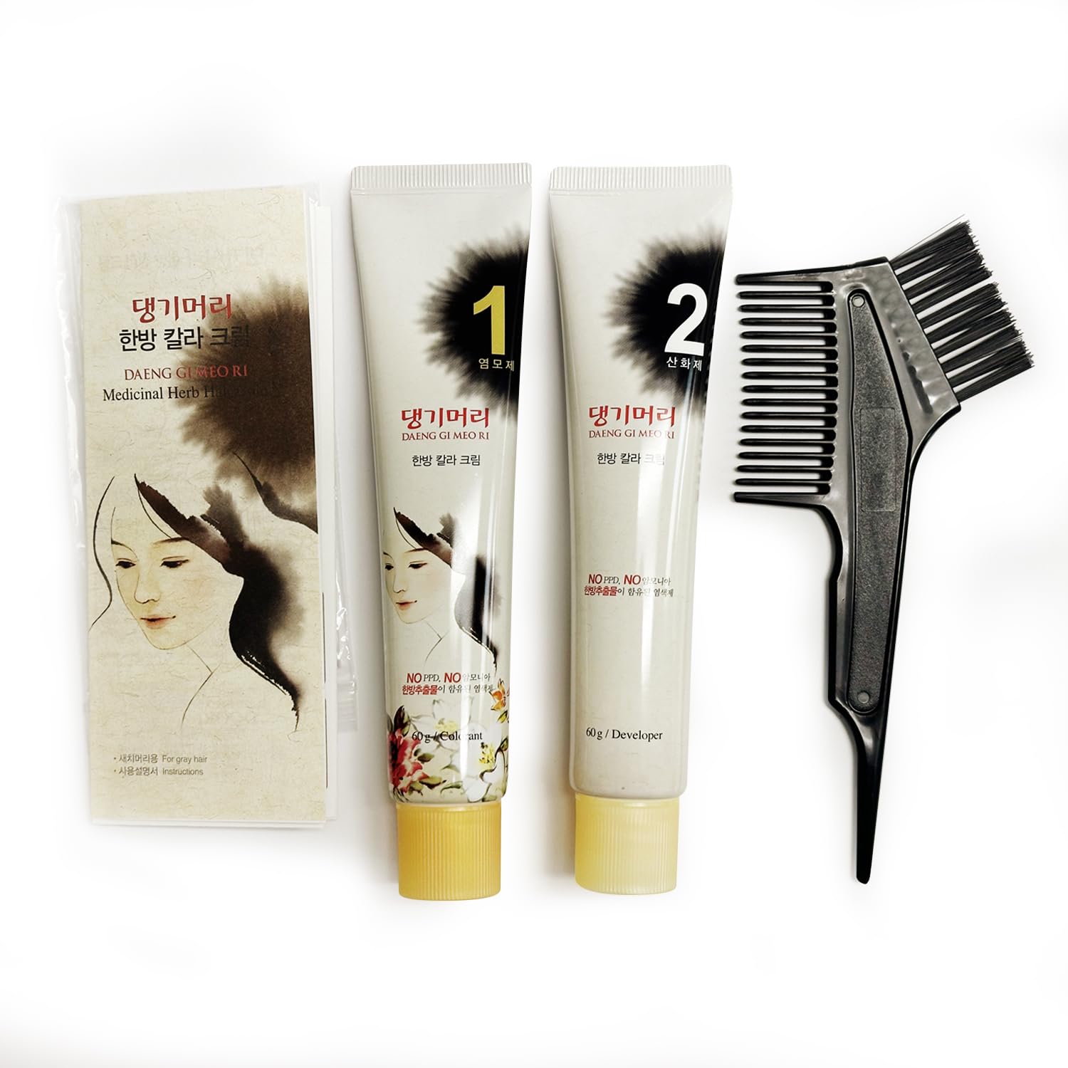 Daeng Gi Meo Ri Medicinal Herb Hair Color to cover gray hair (Natural Brown) (3 PACK)