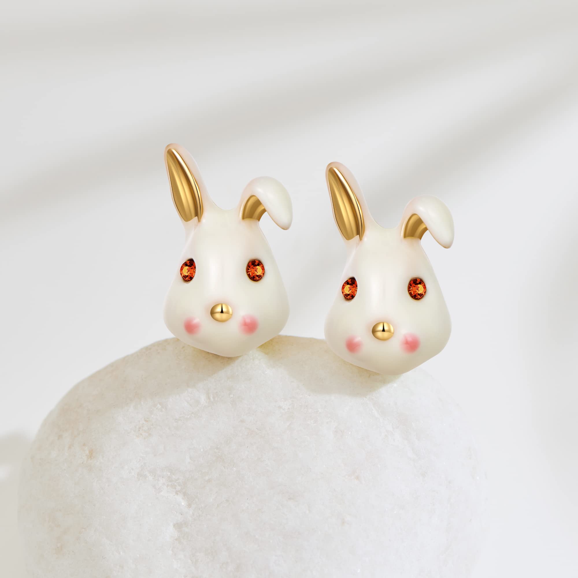 2 Pairs Cute Babbit Bunny Clip On Earrings Enamel Easter Clip Earrings for Women