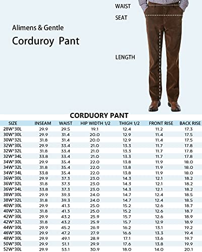 Alimens & Gentle Mens Corduroy Trouser Pants with Pockets-Black 02, 36W x 32L