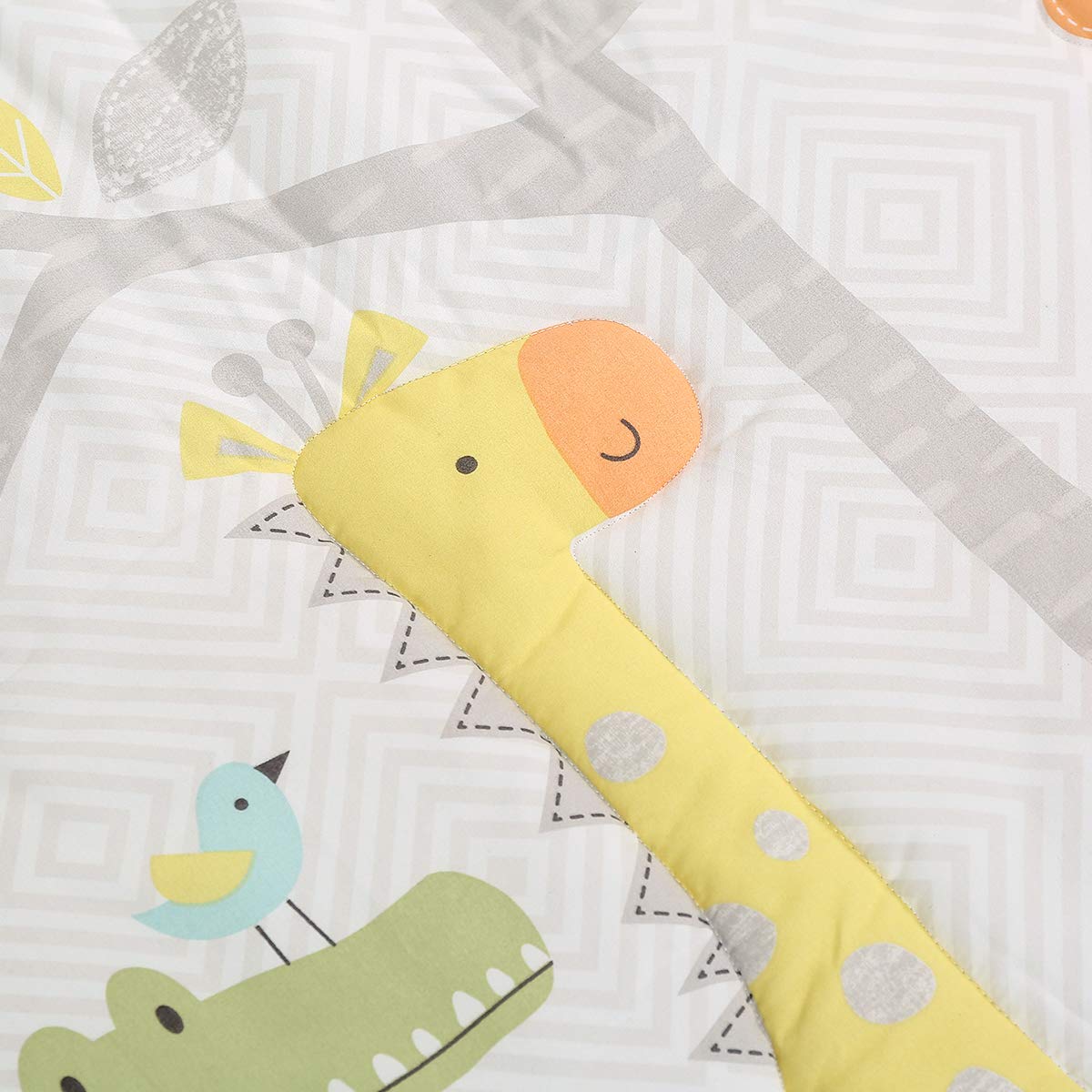 Brandream Baby Crib Bedding Set Safari Animal Nursery Bedding 3 Piece Comforter Set with Elephant Monkey Giraffe Print