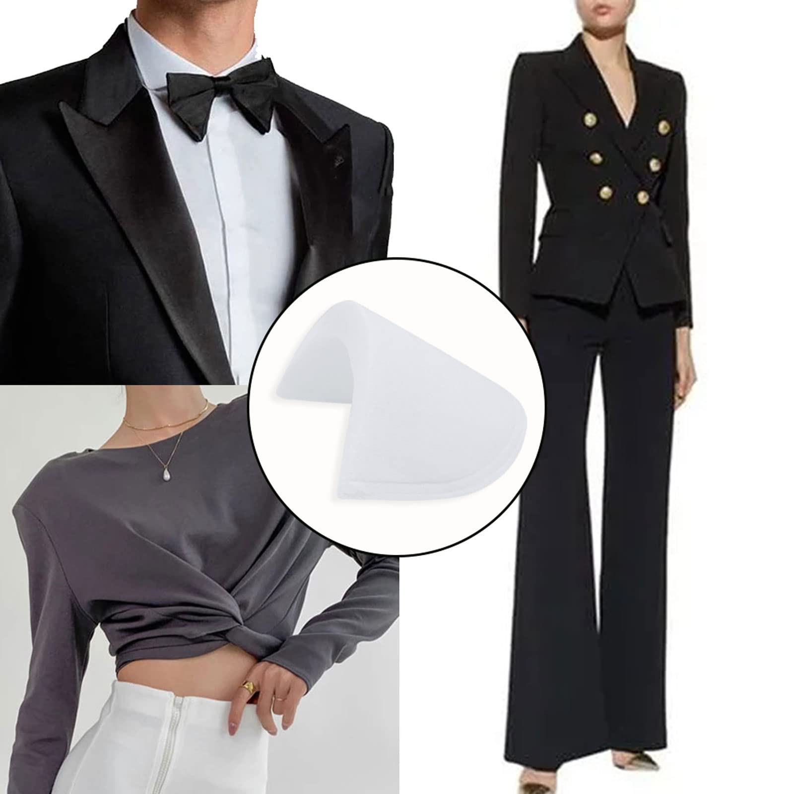 4 Pairs Covered Set-in Shoulder Pads Sewing Foam Pads Sponge Shoulder Pad Shoulder Enhancer for Women Men Blazer Suit Coat Jacket Clothes Sewing Accessories (2 Black + 2 White)