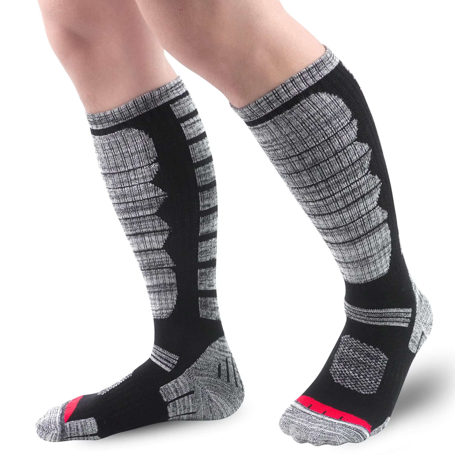 2 Pairs Ski Socks Womens Mens, Cold Weather Socks for Skiing, Snowboarding, Winter Warm Knee High Socks