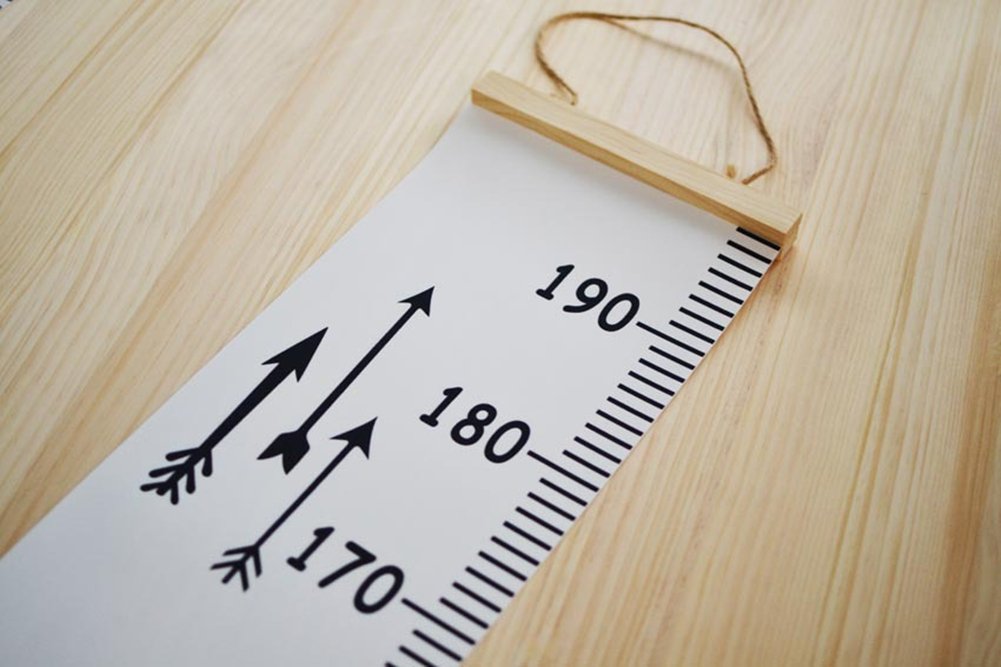 Baby Height Growth Chart Hanging Rulers Kids Room Wall Wood Frame Canvas Ruler Room Decoration 79''x7.9'' (Arrow)