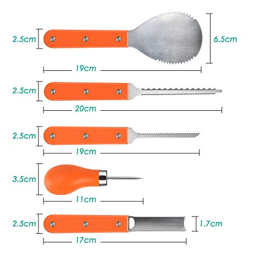 ERKOON 13 Pieces Halloween Pumpkin Carving Kit Professional Stainless Steel Carving Tools Set with Carrying Case Pumpkin Cutting Sculpting Tool for Halloween Decoration Jack-O-Lanterns