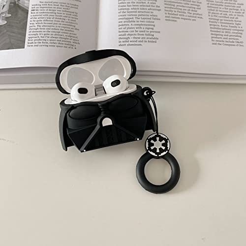 Airpods 3rd Generation Case Cute Cartoon Personality 3D Kawaii Soft Silicone Skin Protector for Teenagers and Children (Black Warrior)