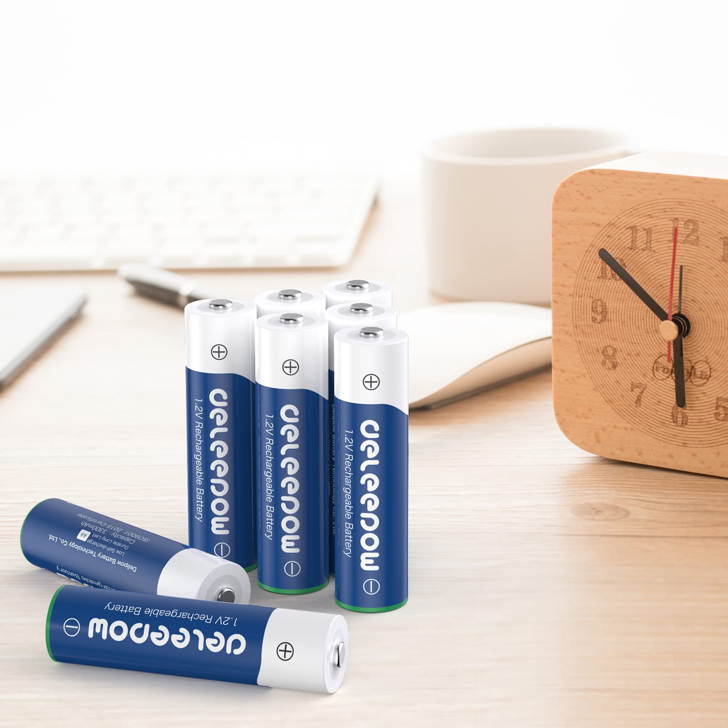 Deleepow AA Rechargeable Batteries Nimh 3300mAh 1.2V Batteries AA Size Rechargeable High Capacity 1200 Cycles 8-Pack(Only Battery)