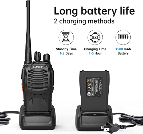 BaoFeng Walkie Talkies BF-888S Two Way Radio Long Range Rechargeable,Portable 2 Way Radio,Handsfree Walkie Talkie for Adultswith Flashlight Li-ion Battery and Charger(2 Pack)