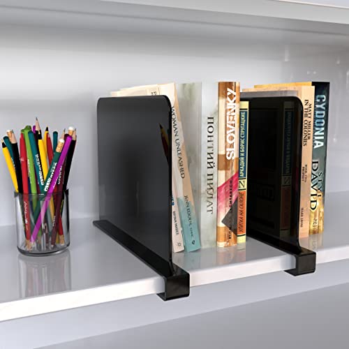 BTSD-home 8 Pack Acrylic Shelf Dividers for Closet Organization Clear Shelf Dividers for Wood Shelves in Bedroom, Kitchen and Office(Black)