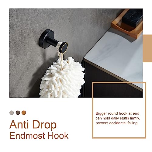 APLusee Matte Black Robe Towel Hook, Stainless Steel Modern Coat Hook, Utility Shower Towel Hanger for Bathroom Kitchen Home Storage