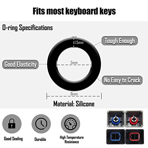 Braylin 150Pcs Mechanical Keyboard Silicone O-Ring Ultra-Quiet Switch Dampener, for Cherry MX Key Switch Keyboards Dampers