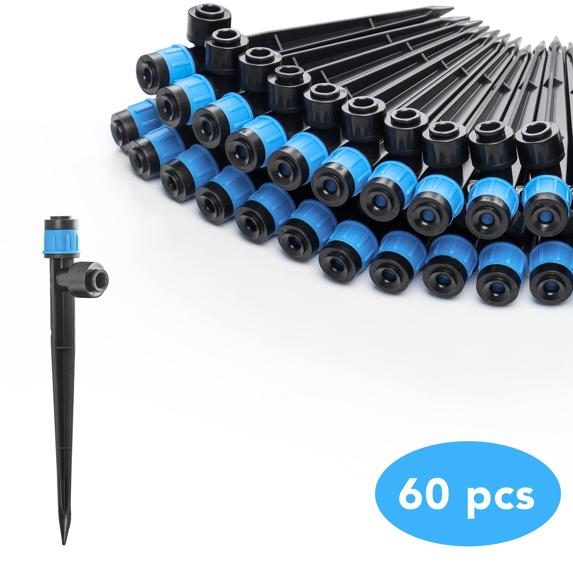 30PCS Easy-Connect Drip Irrigation Emitters Fan Shape for 1/4 inch Irrigation Tubing, Adjustable Water Flow Drip Emitters with Stake