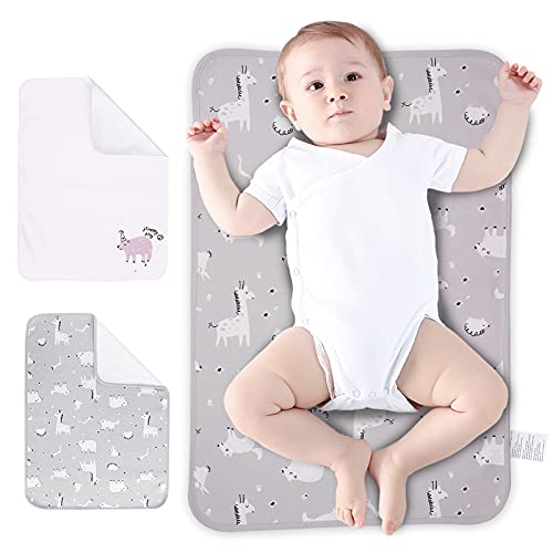 SWESEN 2 Pack Diaper Changing Pad Liners Waterproof, Portable Baby Changing Mat for Newborn Boy Girls, Soft Washable and Reusable, 20" x 28", White Bear