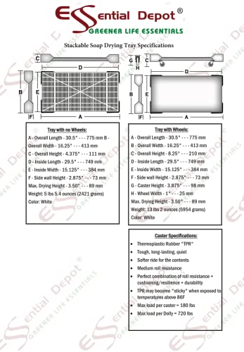 Essential Depot Drying Tray Stackable - This Tray can Hold up to 40lbs of Products - Made in The U.S.A. - Food Grade