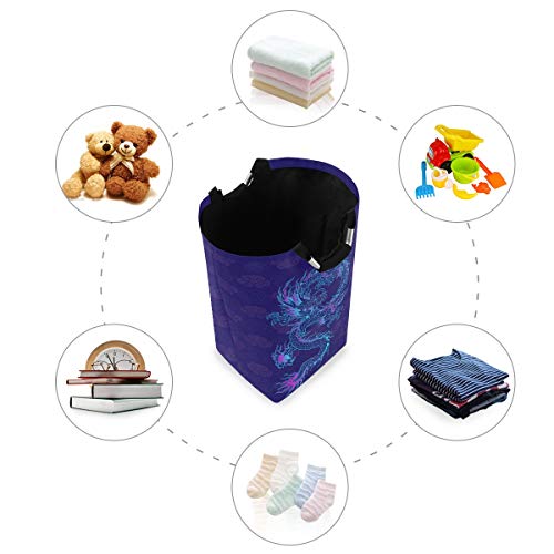 ATTX 22.7ββ Purple Chinese Dragon Waterproof Foldable Laundry Hamper, Dirty Clothes Laundry Basket, Storage Organizer for Toy Collection