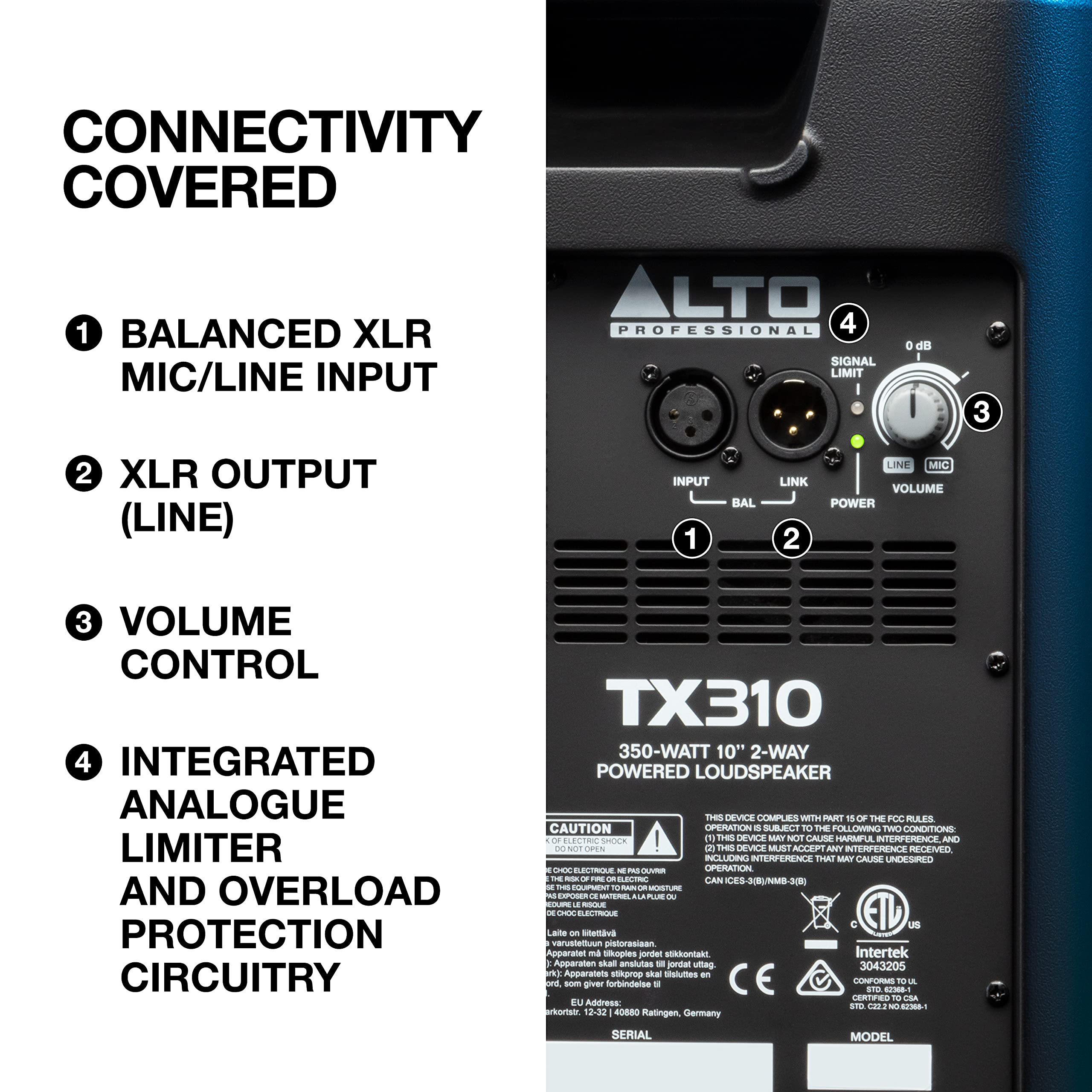 ALTO TX310 β 350W Active PA Speaker with 10" Woofer for Mobile DJ and Musicians, Small Venues, Ceremonies and Sports Events, Black