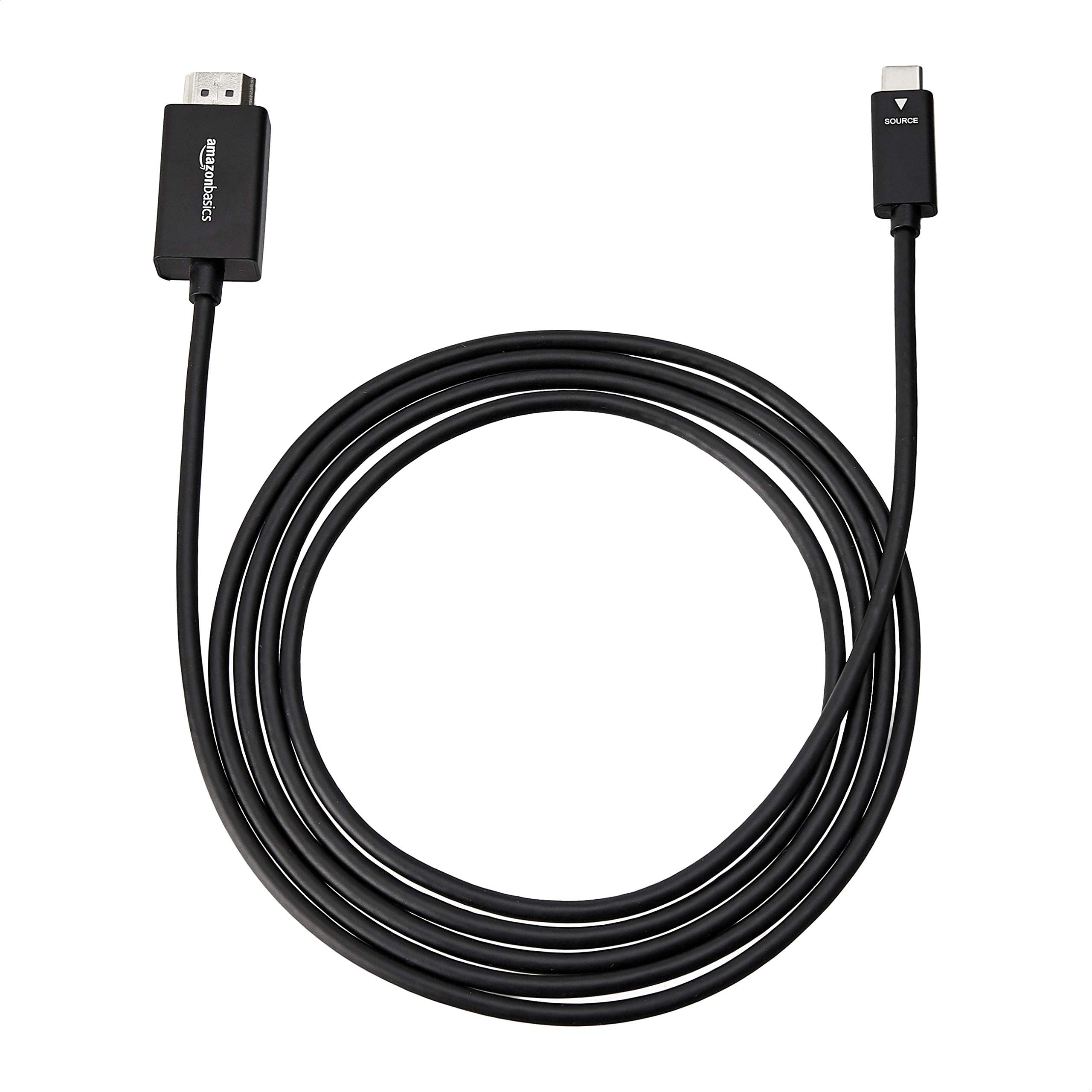 Amazon Basics Premium Aluminum USB-C (Source) to HDMI (Display) Cable Adapter (Thunderbolt 3 Compatible) 4K@60Hz, 6-Foot, Black