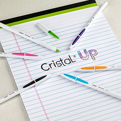 BIC Cristal Up Ballpoint Pen, Medium Point (1.2mm) Distributes Ink Evenly, Assorted Colors, 6-Count