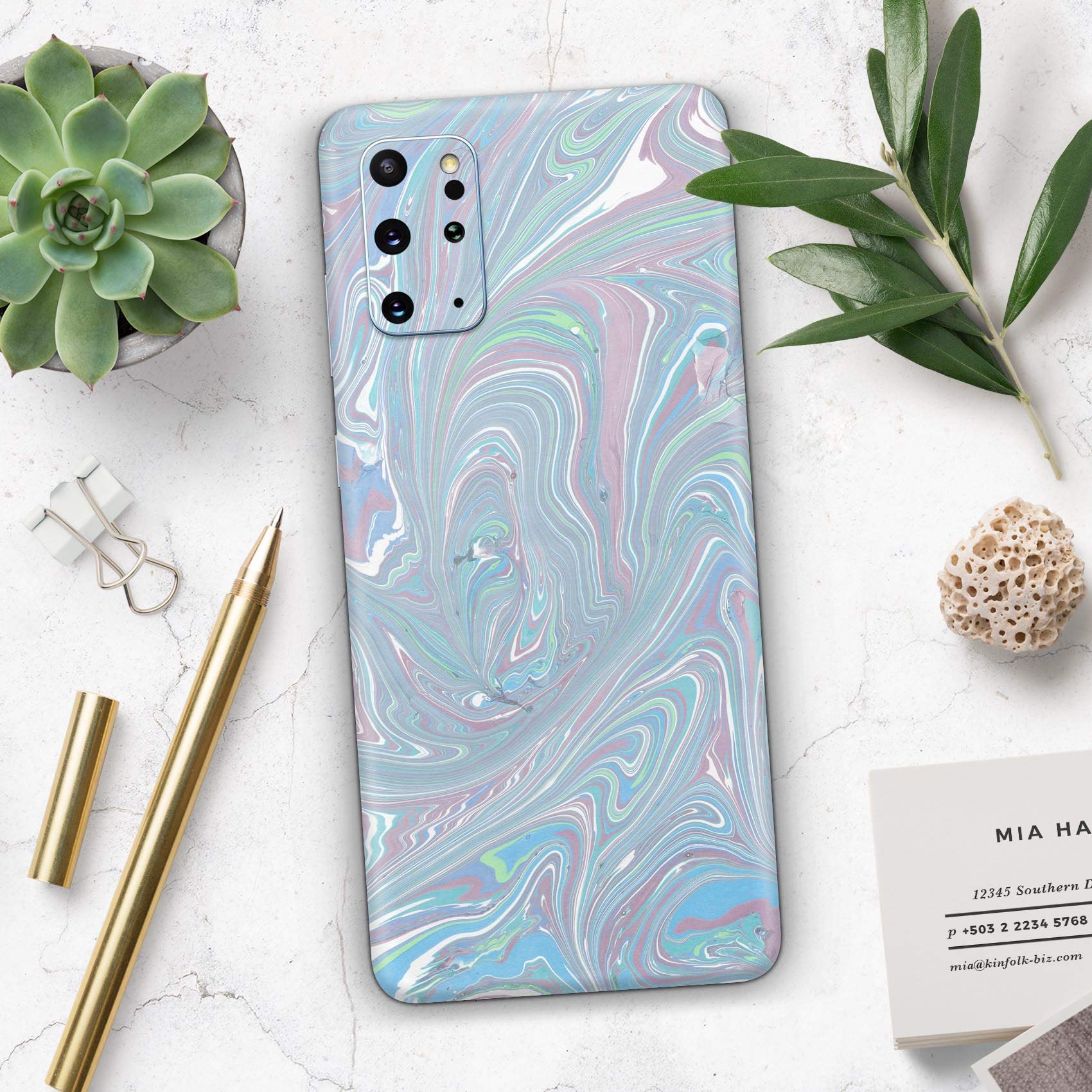 DesignSkinz Marbleized Swirling Color Passion Protective Vinyl Decal Wrap Skin Cover Compatible with The Samsung Galaxy S20 (Screen Trim & Back Glass Skin)