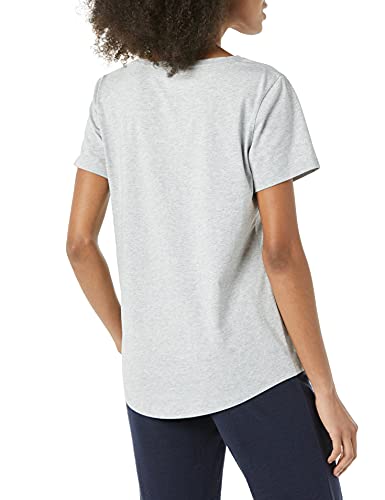Amazon Essentials Women's Classic-Fit 100% Cotton Short-Sleeve V-Neck T-Shirt (Available in Plus Size), Pack of 2, Light Grey Heather/Bright Pink, Large