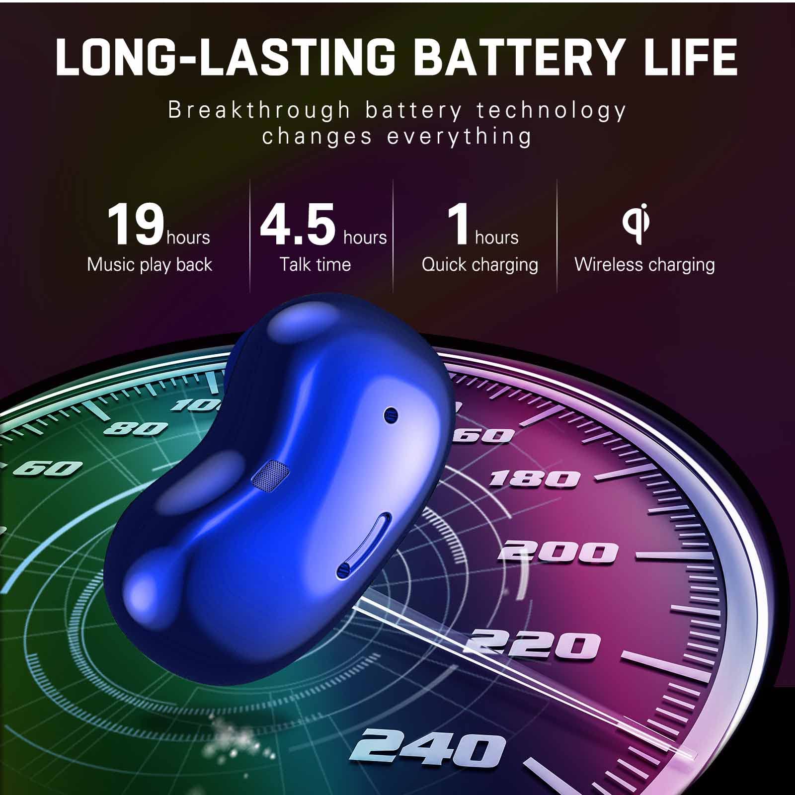 UrbanX Street Buds Live True Wireless Earbud Headphones for Samsung Galaxy Note 20 5G - Wireless Earbuds w/Active Noise Cancelling - Blue (US Version with Warranty)