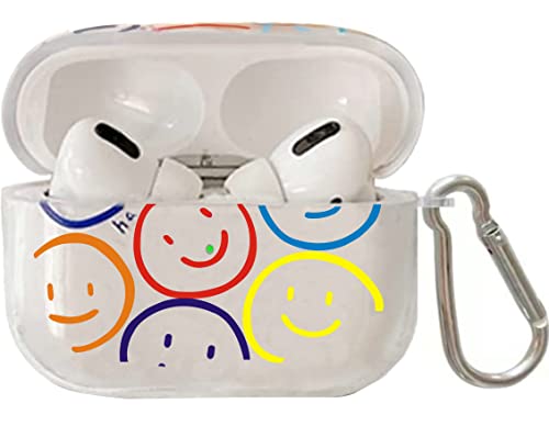 Airpods Pro 2 Case Cover,JANDM Cute Double Side Smiley Face Clear Soft Silicone Smooth Shockproof with Keychain Girls Kids Women airpods smiley face Case for Airpods Pro 2 Charging Case Cover (Smiley)