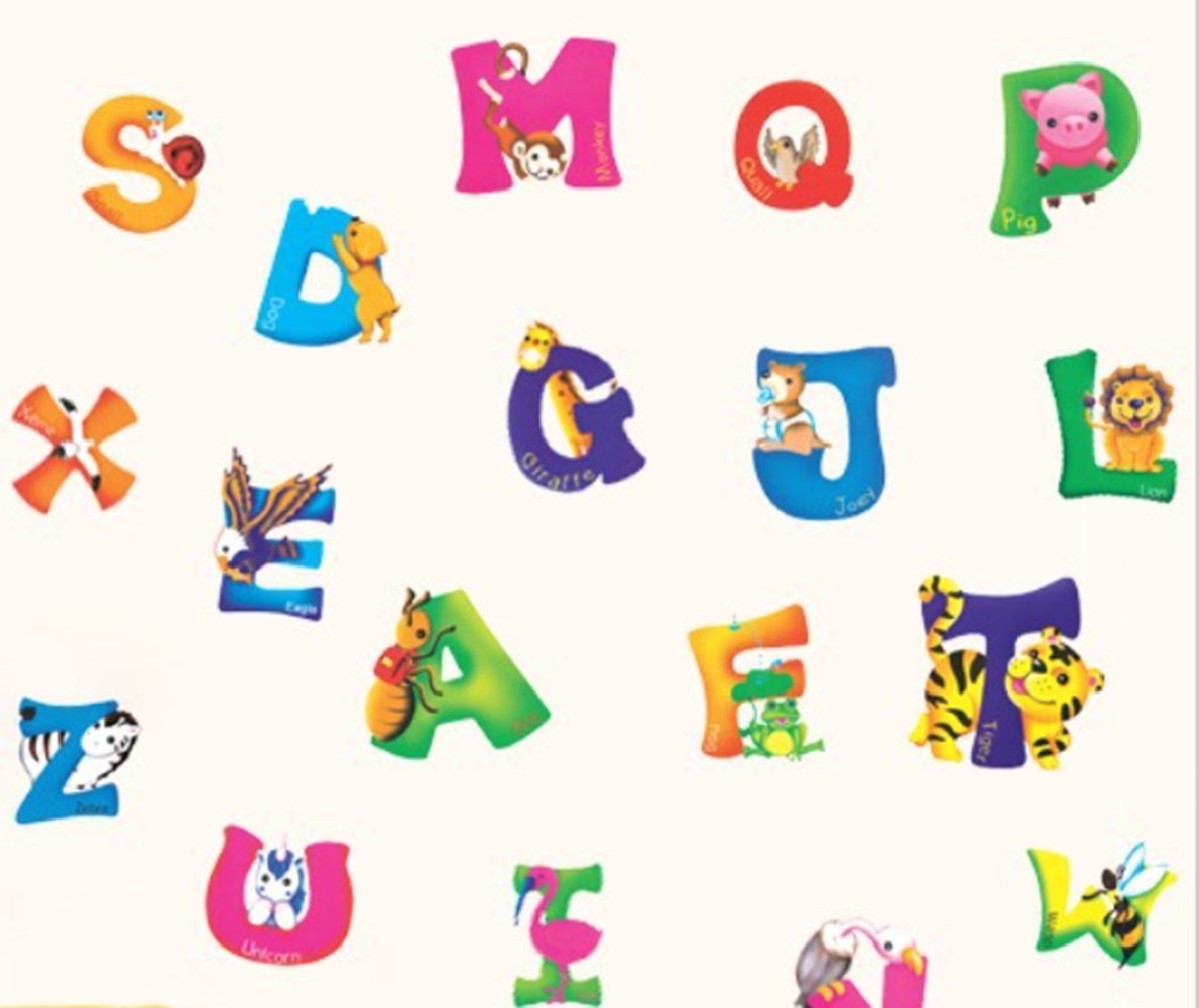 Adam Victor Removable Fun Educational Alphabet Wall Decals Kids Room Decorations Art Décor Stickers Nursery DIY PVC Decal Bathroom Sticker