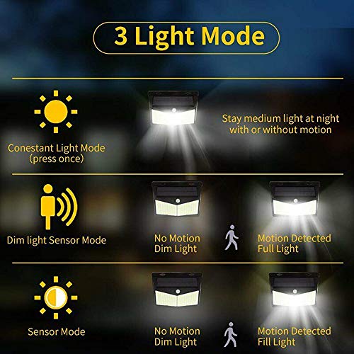 208 LED Outdoor Solar Lights, Motion Sensor Lights, 3 Lighting Mode, 270° Wide Angle, Waterproof and Durable, Easy to Install, for Home Garden Garage Yard Deck