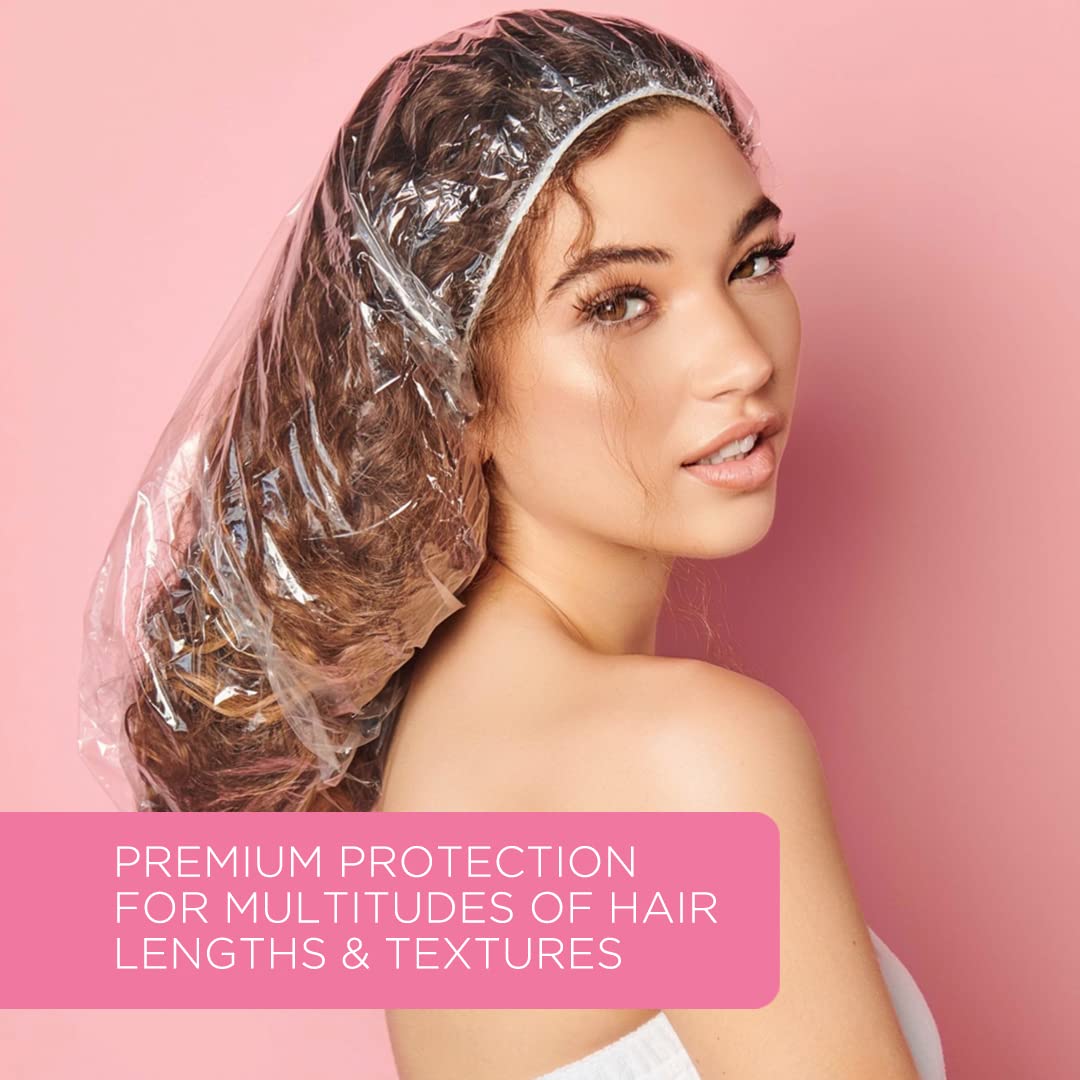 ADAMA Disposable Shower Conditioning Processing Caps, XX-Large Size for Processing, Conditioning, Showering Voluminous Hair, Protects Long Hair Styles, 10 Disposable Caps, Clear