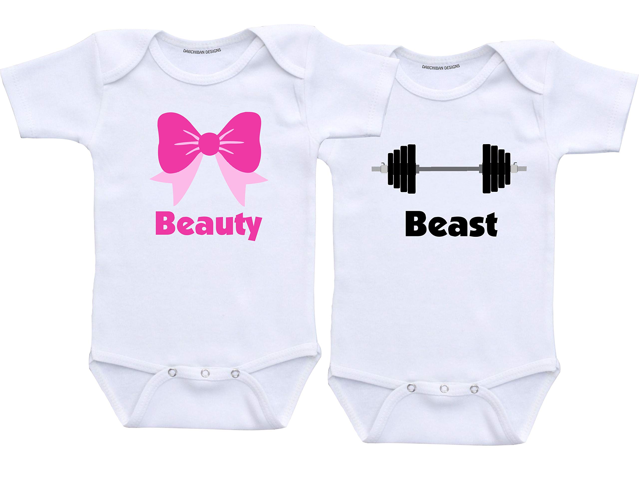 Daiichiban Designs Twin boy and Girl Baby Outfits Matching Twins Baby Clothes (18 Months) White