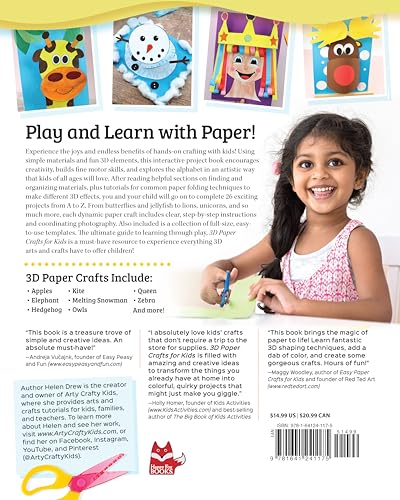 3D Paper Crafts for Kids: 26 Creative Projects to Make from A–Z (Happy Fox Books) Practice the ABCs while Making Adorable Giraffes, Kites, Apples, Unicorns, Zebras, and More, for Children Ages 4-8