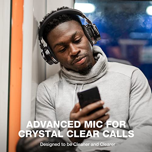 Audonia E7 Wireless Headphones with Mic Deep Bass, Bluetooth Headphones Over Ear, Hi-Def Audio, Comfortable Memory Foam Ear Cups with 30H Playtime for Travel, Home - Titanium Black