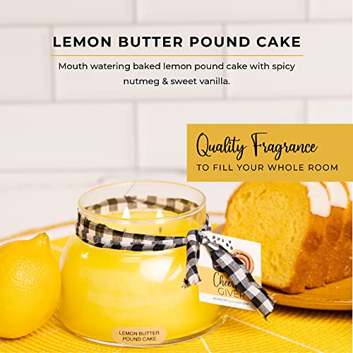 A Cheerful Giver β Lemon Butter Pound Cake - 22oz Mama Scented Candle Jar with Lid - Keepers of the Light - 125 Hours of Burn Time, Gift for Women, Yellow