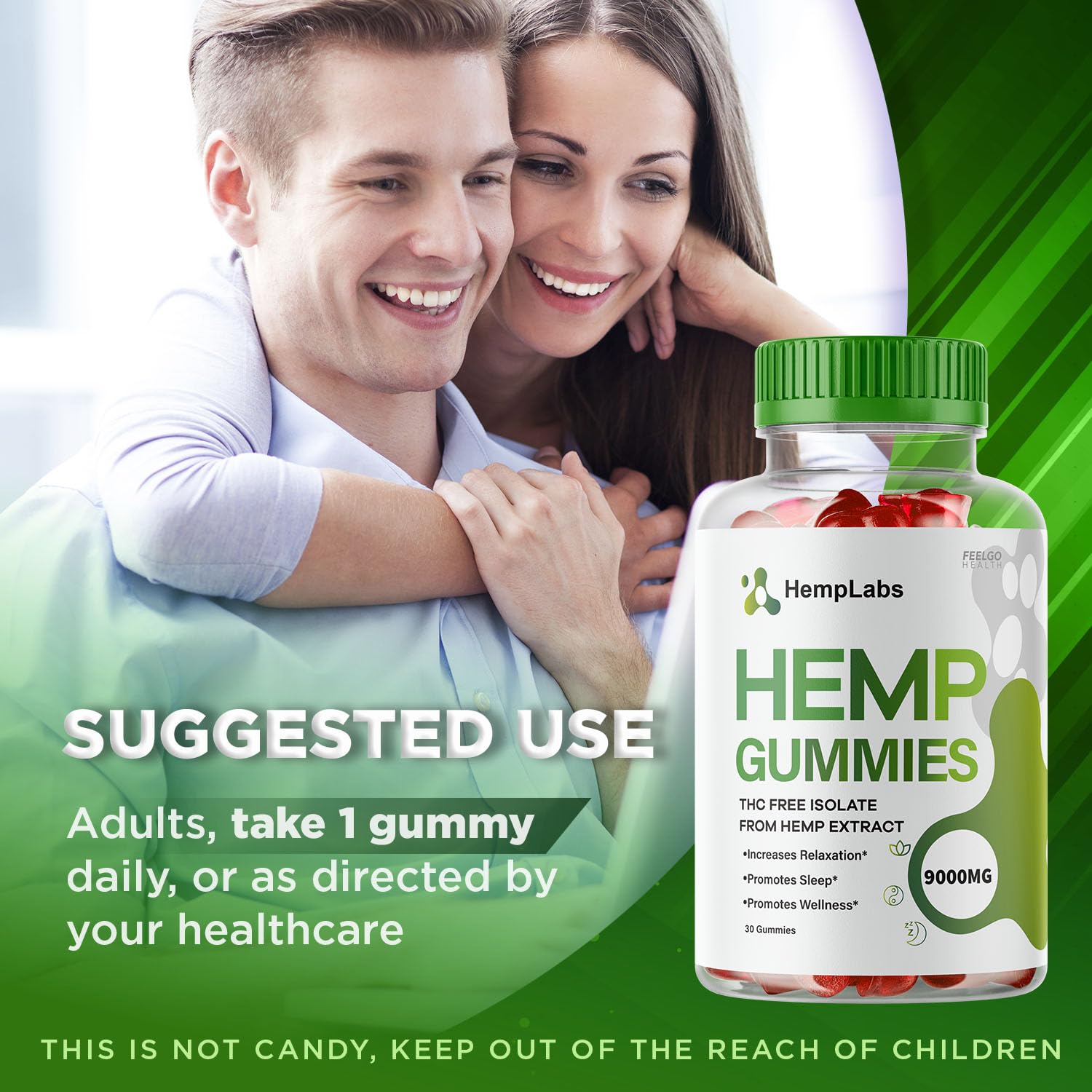 2 Pack - Hemplabs Gummies, Hemplabs Hemp Gummies, Hemp Labs Gummies, Hemplab Gummies, Hemplab Hemp Oil, Lab, Hemplabs Gummies 300mg per Natural Gummies and 9000mg per Bottle (60 Gummys - 2 Month)