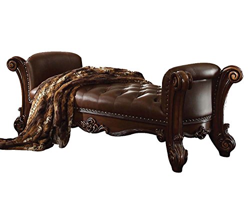 Acme Furniture Vendome Bench, Pu/Cherry