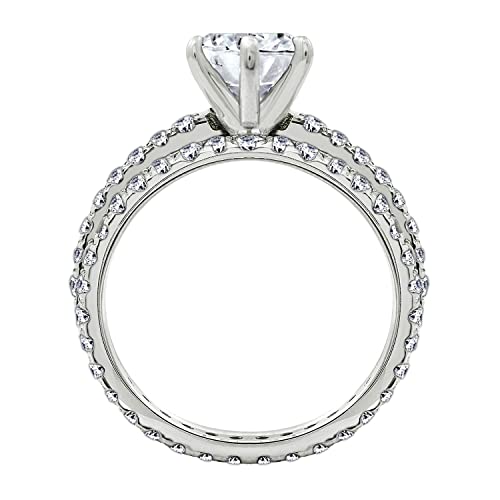 Amazon Essentials Platinum-Plated Sterling Silver Round Ring Set made with Infinite Elements Cubic Zirconia (1 Carat Center Stone), Size 9 (previously Amazon Collection)