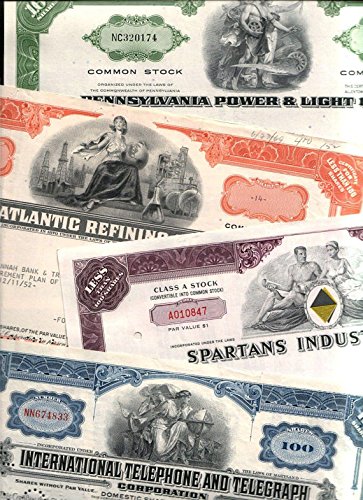 AMAZON SPECIAL!! 50 DIFFERENT RARE ORIGINAL VINTAGE US STOCK CERTIFICATES @ 50c!!! MANY BIG NAMES! LOWEST PRICE on EARTH!! BUY 2 LOTS GET 100 DIFFERENT with REDUCED SHIPPING!!!