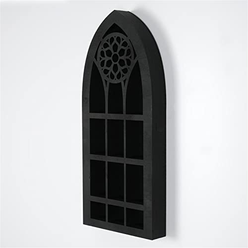 Floating Shelves Wall Mounted Gothic Boho Wall Hanging Decoration Black Creative Fairytale Essential Oil Shelf Old Church Window Crystal Wall Shelf for Living Room Bathroom Home