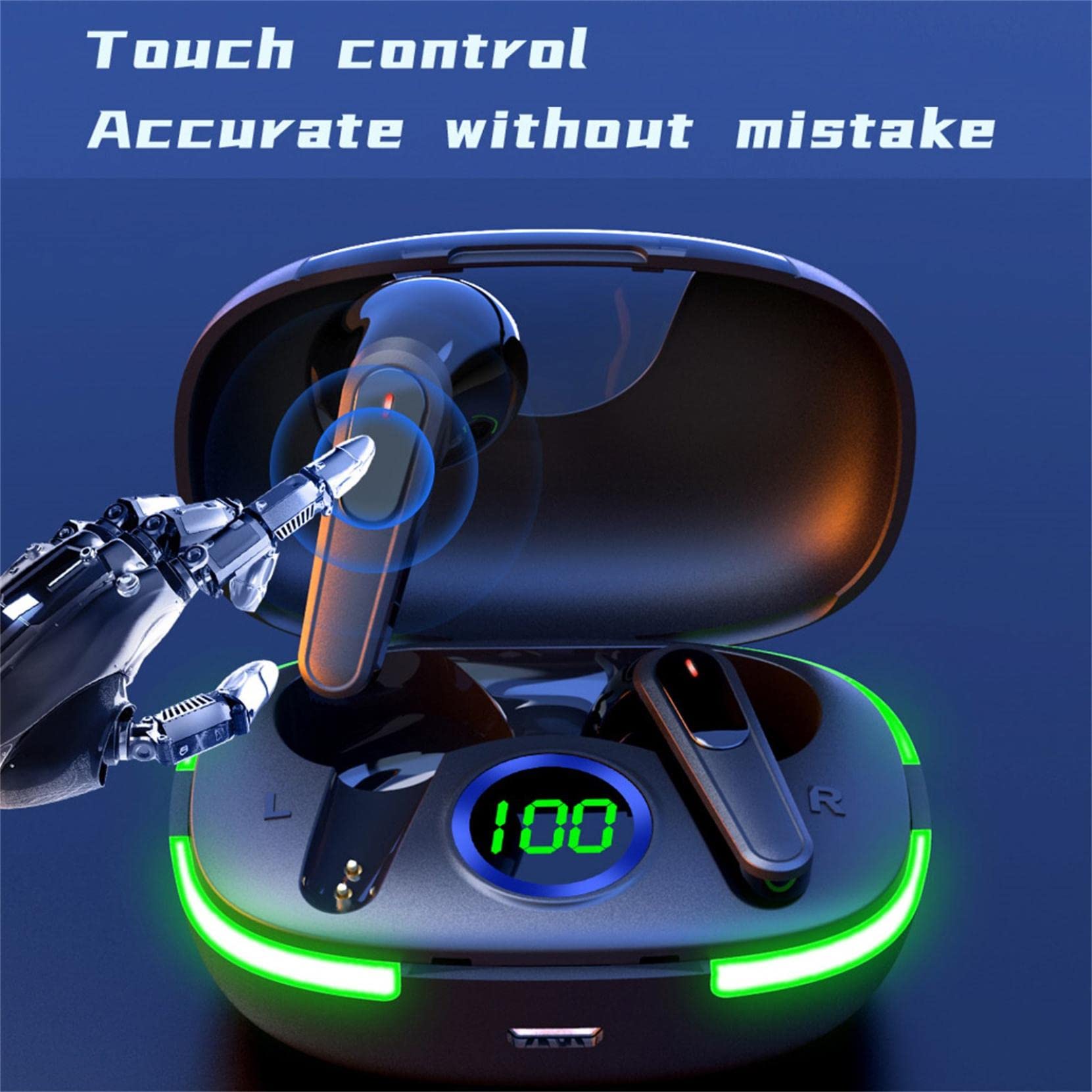 2022 New Bluetooth Earbuds Wireless Earbuds Bluetooth 5.1 Digital Display Noise Reduction Bluetooth Headset Wireless Earbuds Headset for Sports and Gym