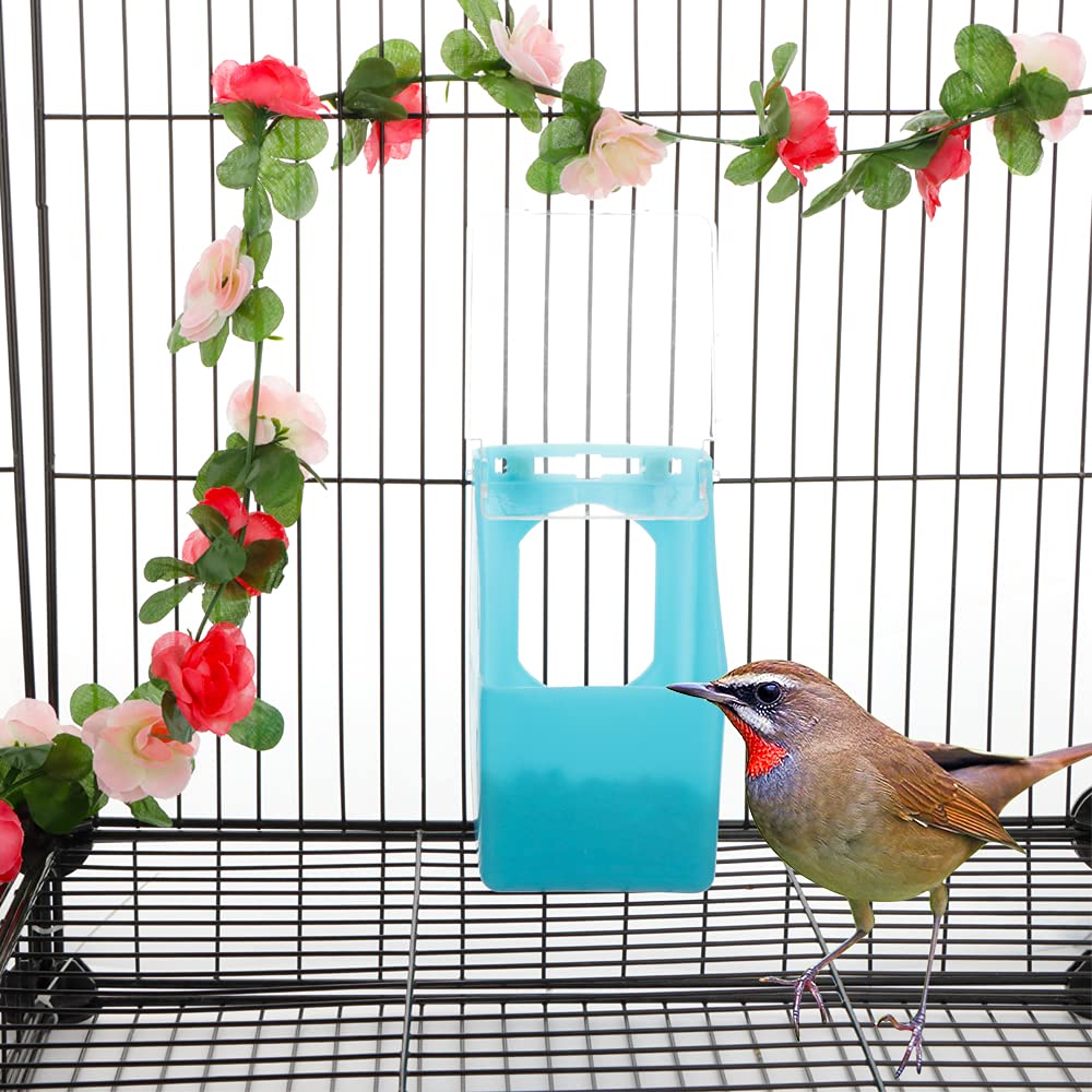 2 Pcs Pigeon Plastic Feeder, Bird Food Feeding Hanging Box for Bird Poultry Pigeon Parrot Parakeet Budgie Cage (One Hole)