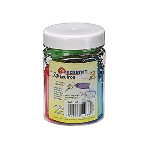 Acrimet Key Tag with Metal Ring and Paper Key Label (Plastic) (Assorted Colors) (24 Pack)