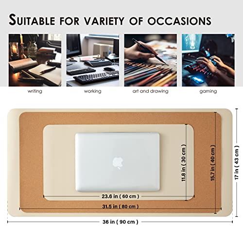 Cork Desk Mat - Dual-Sided Desk Pad for Office and Home - Desk Organization and Accessories - Ideal for Large Mouse Pad and Desk Mats on Top of Desks(Beige,31.5"x 15.7")