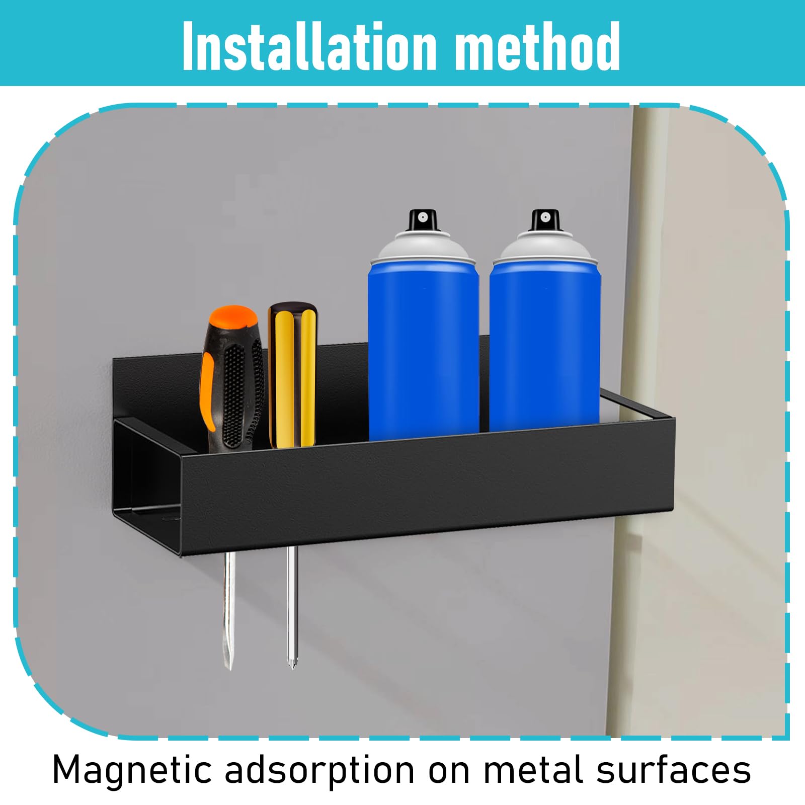 4 Pcs Magnetic Aerosol Spray Can Holder, Magnet Toolbox Bottle Holder, Wall Mounted Spray Bottle Rack, Mechanic Paint Bottle Can Organizer, Tool Box Storage Rack for Garage Home Workspace(Black)