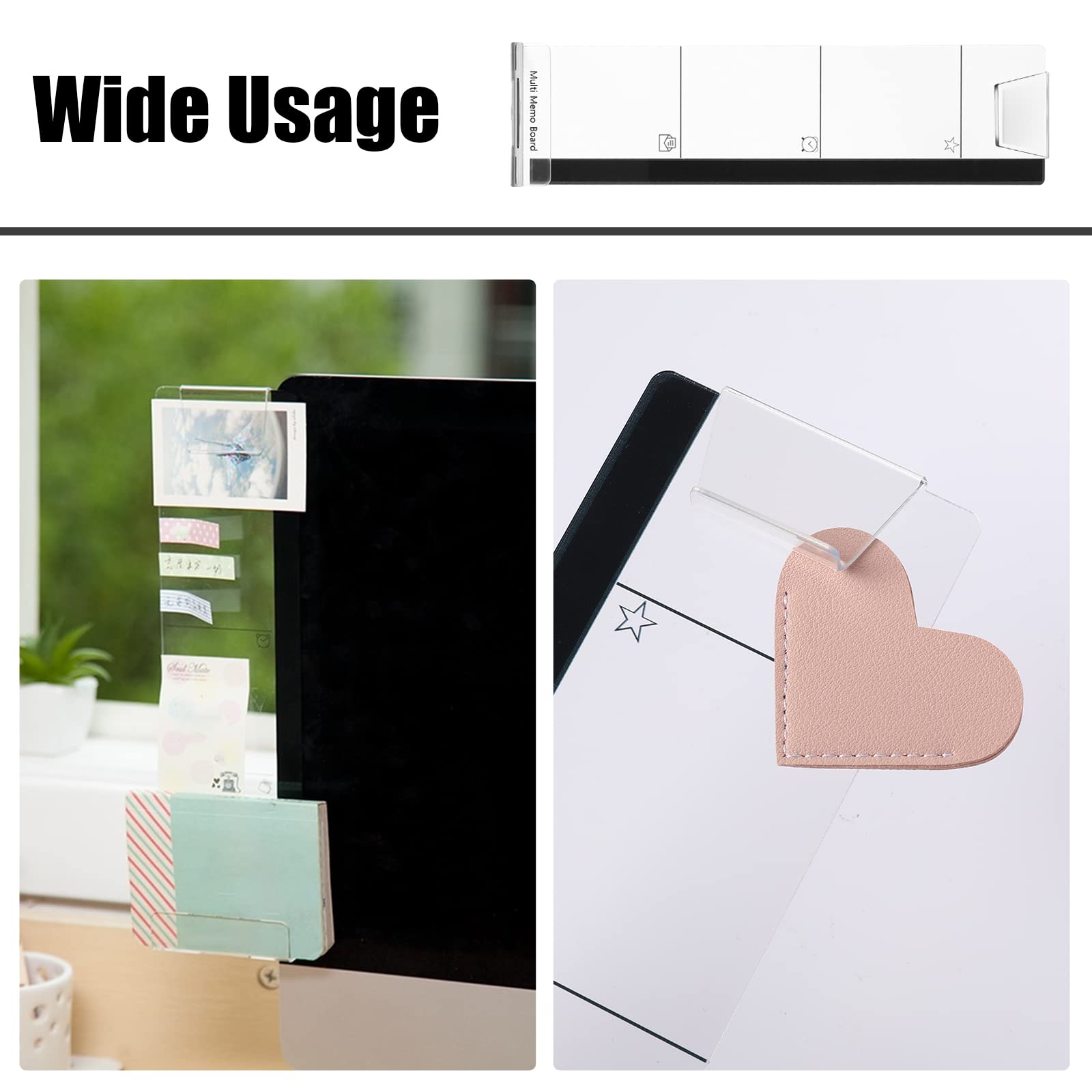 2 Pcs Acrylic Memo Board Computer Monitor Side Panel Transparent Multifunction Message Board with Phone Holder for Home Office Desktop (Left and Right)