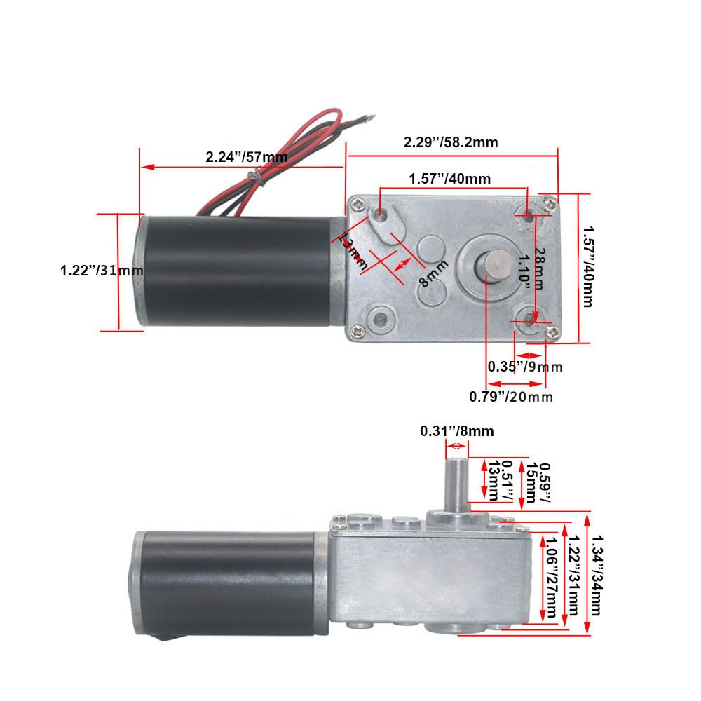 BRINGSMART 12V 12rpm DC Worm Gear Motor 70kg.cm High Torque Self-Locking Reversed Mini Turbine Geared Motor for DIY Robot Rotating Table Door Lock Curtain Machine (12V 12rpm)