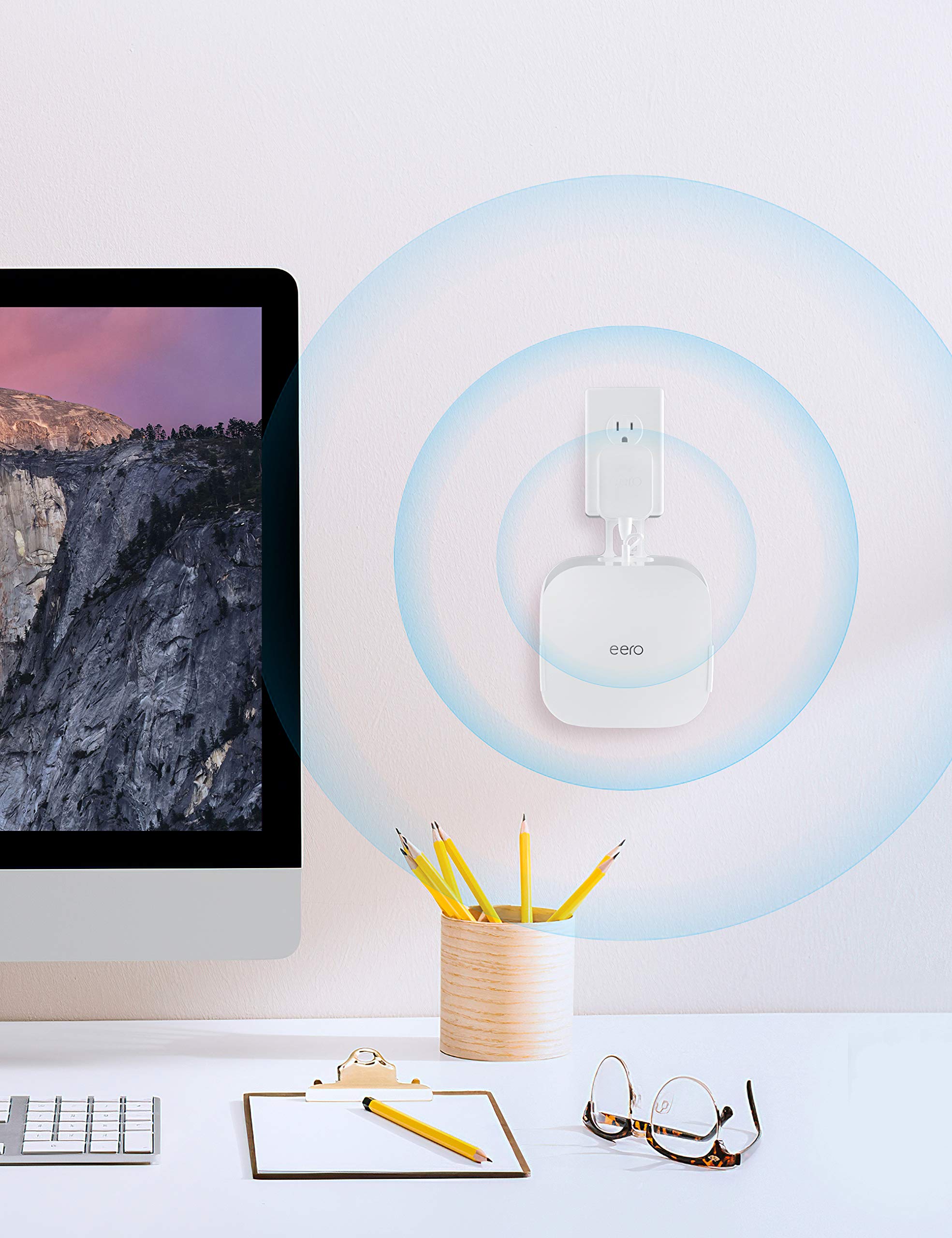 COOLWUFAN Wall Mount Holder for eero Pro 6/6E Home WiFi System - Simple and Sturdy Stand Bracket for Tri-Band Mesh Wi-Fi 6 System (White, 3 Pack)