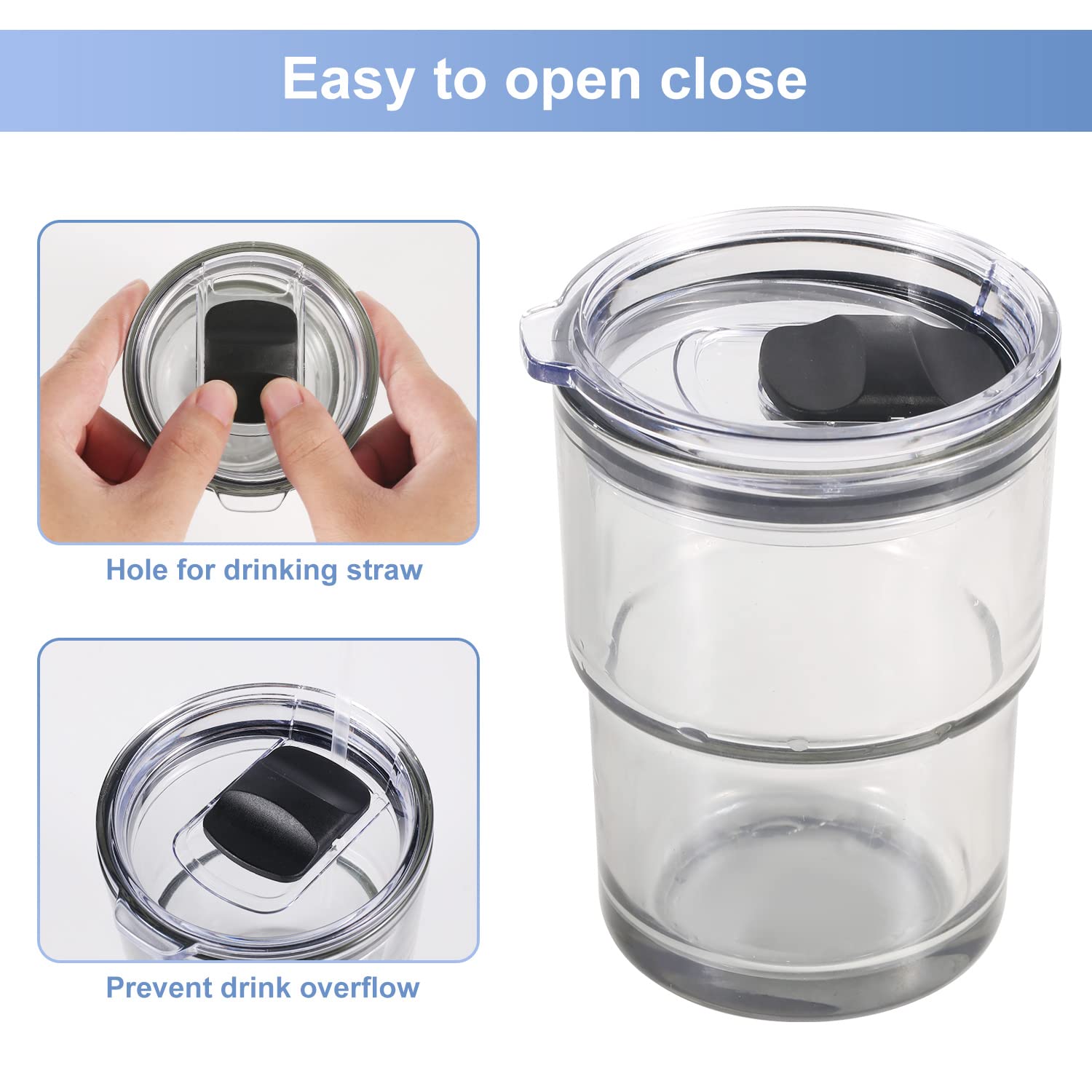 20oz Magnetic Tumbler Lid, Black Tumbler Replacement Lid Compatible with Yeti Rambler Old Style Rtic Ozark Trail and More for Yeti Coffee Cup Lid 20oz BPA Free