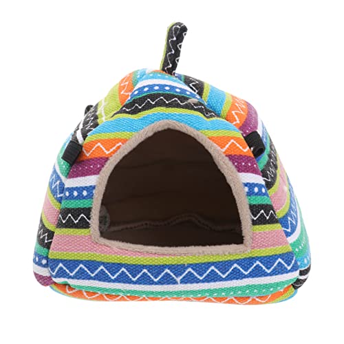 POPETPOP Guinea Pig Bedding - Hedgehog Bedding Hamster Snuggle Sack Rat House Bed Winter Warm Fleece Pet Syrian Hamster Chinchilla Bed Cage Nest Cuddle Cups - Mongolia Style, Size S