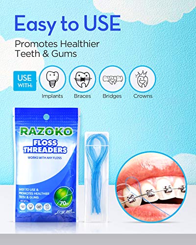 Floss Threaders | for Braces, Bridges, and Implants |210PCS (Pack of 3)