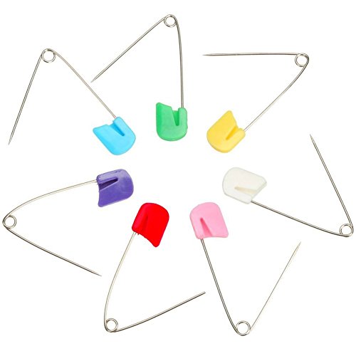AEXGE Plastic Head Baby Safety Pin Diaper Pins 1.5inch Cloth Nappy Safety Pins,Pack of 100 (White)